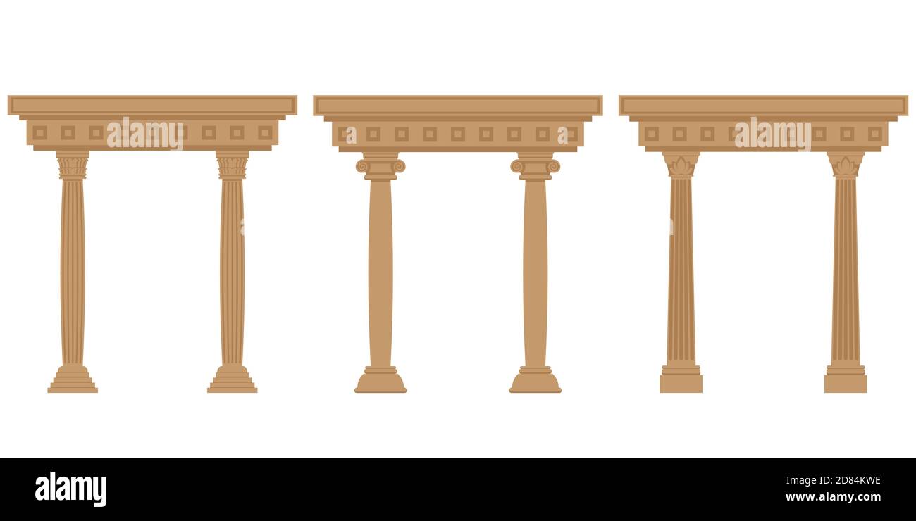 Vector set of antique arches. Architectural objects in flat style ...