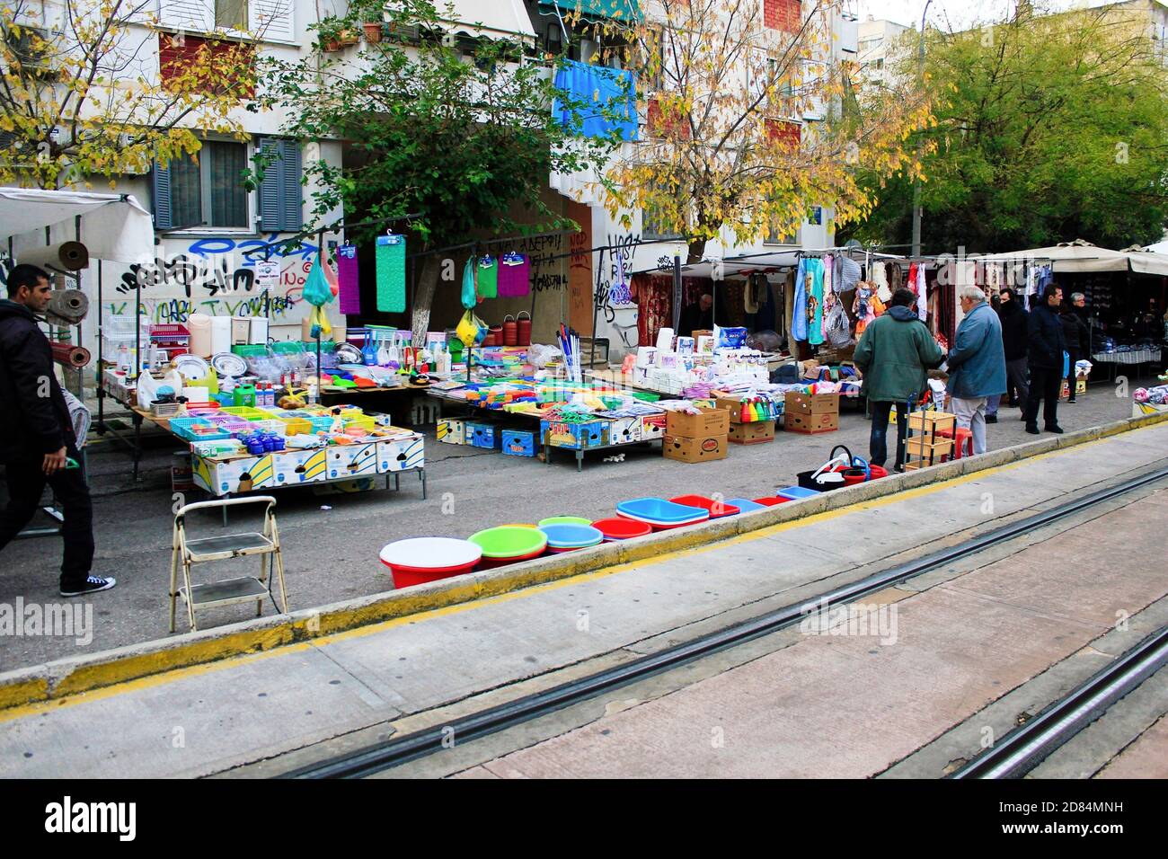 Street market, bazaar in Athens, Greece, December 1 2018 Stock Photo ...