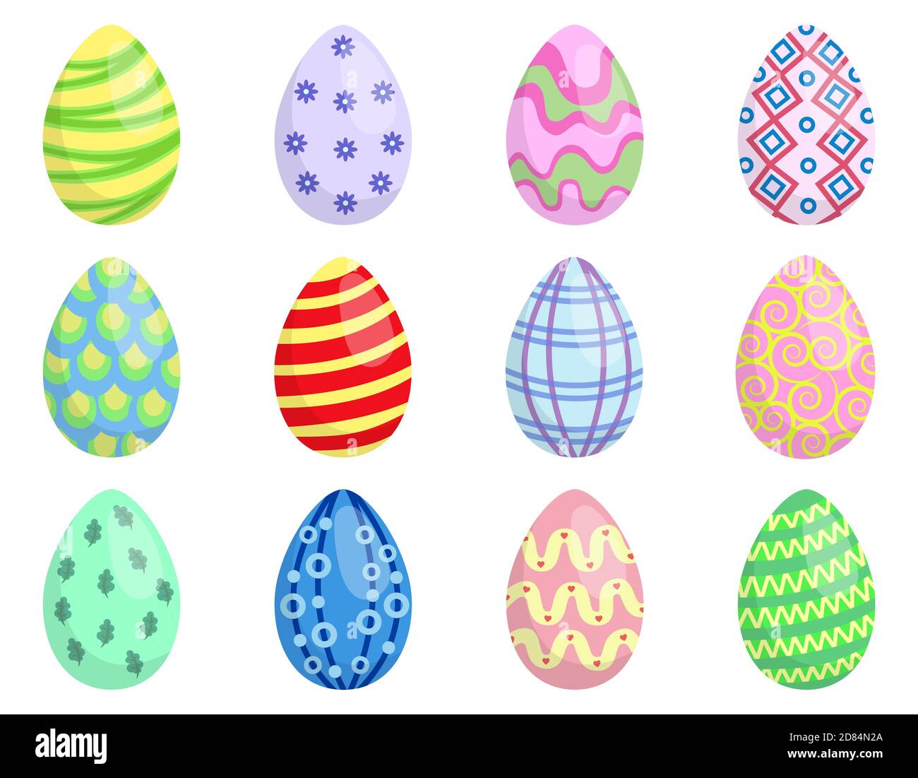 Vector set of easter eggs. Flat style illustrations isolated on white ...