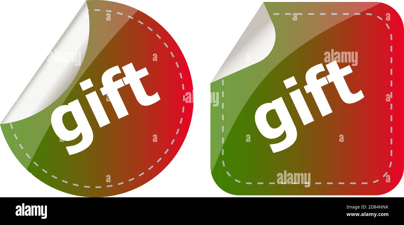 gift. stickers set, web icon button isolated on white Stock Photo - Alamy