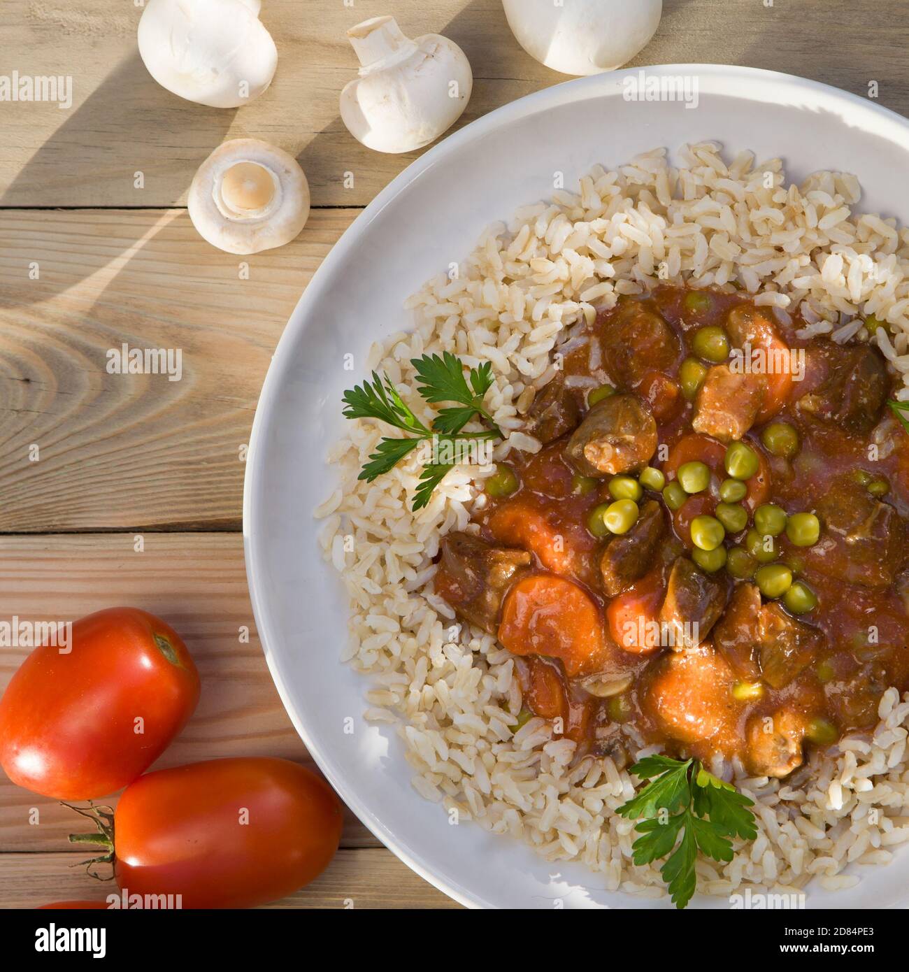 Dinner dish - healthy food. View from above Stock Photo - Alamy