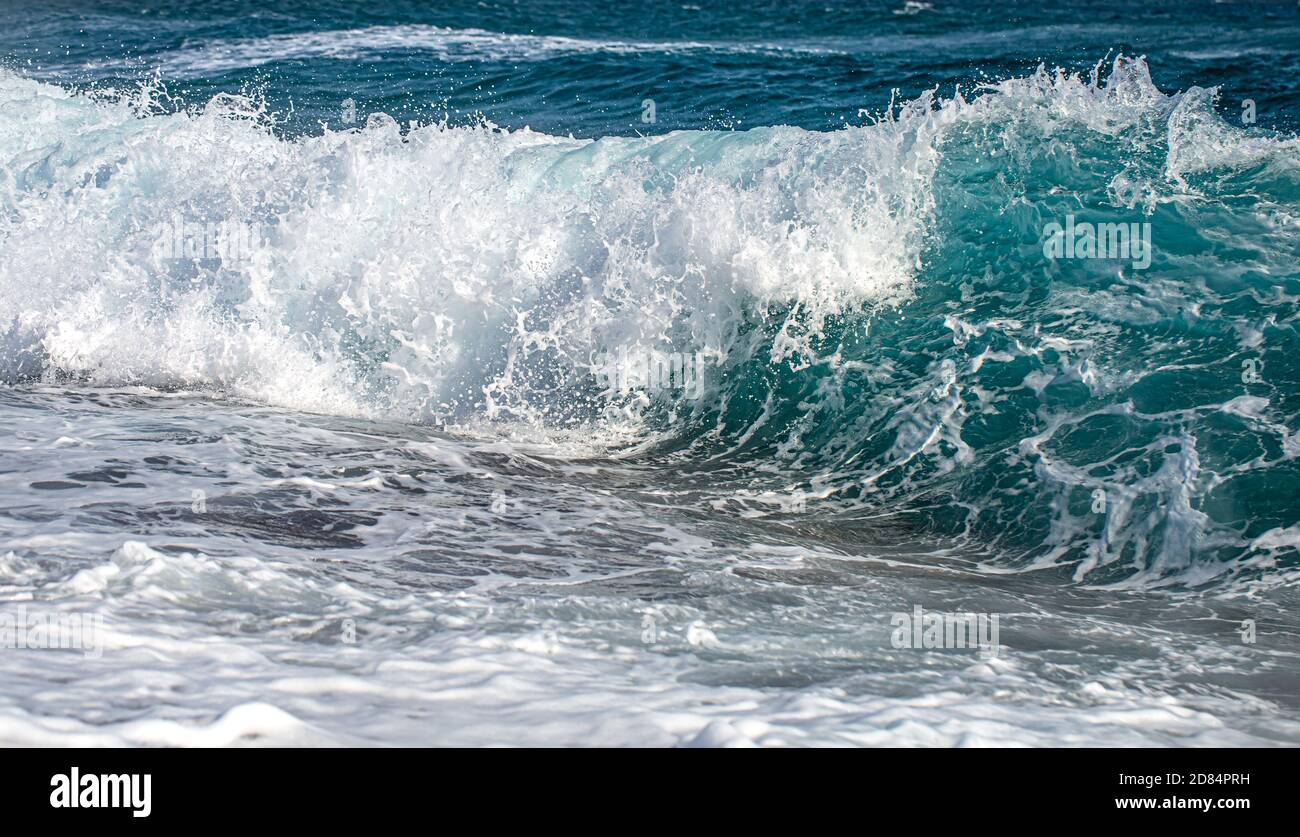 Beautiful raging seas with sea foam and waves. Background of turquoise ...