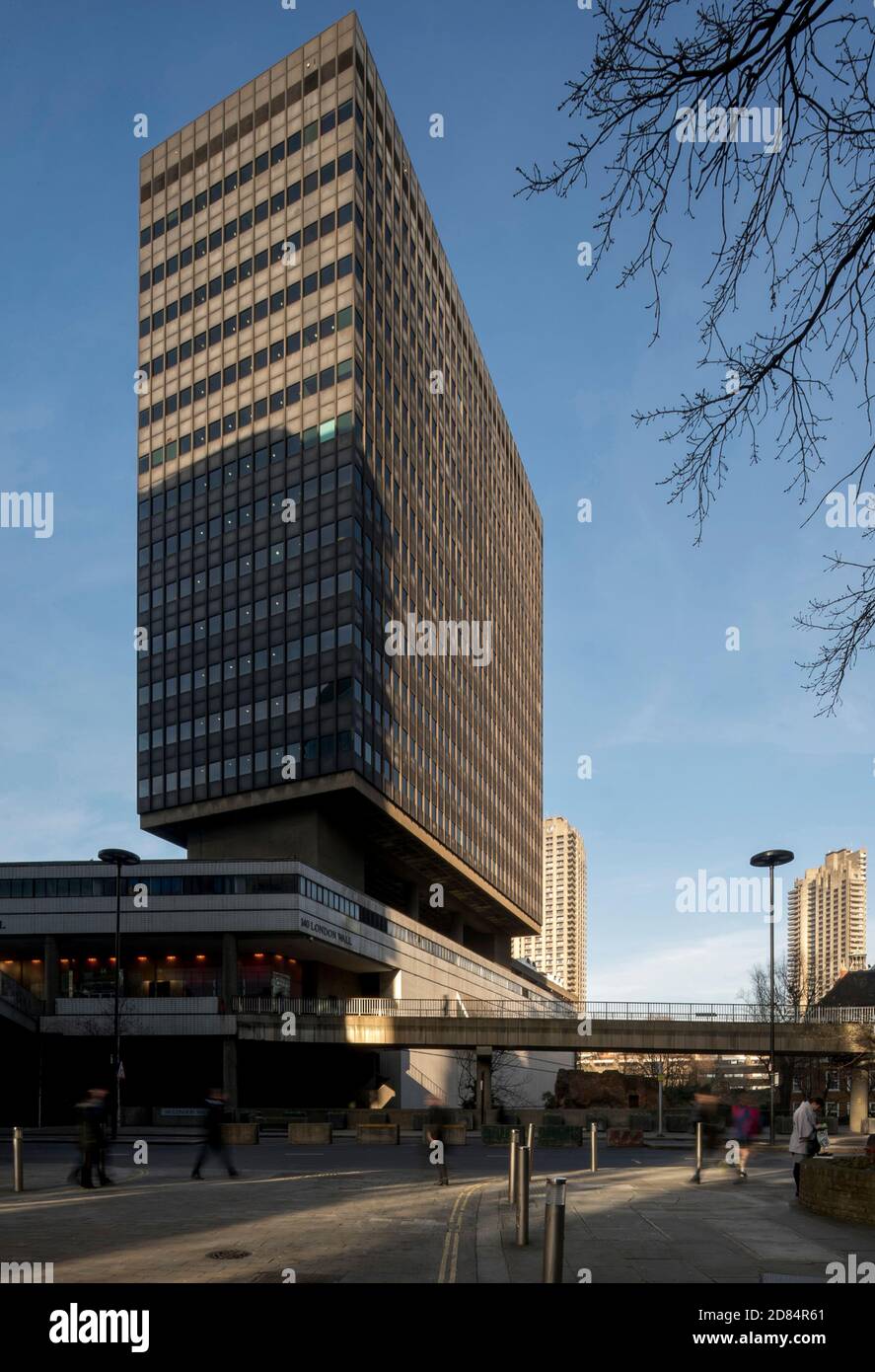 Oblique view of south east corner from Noble Street, showing podium on ...