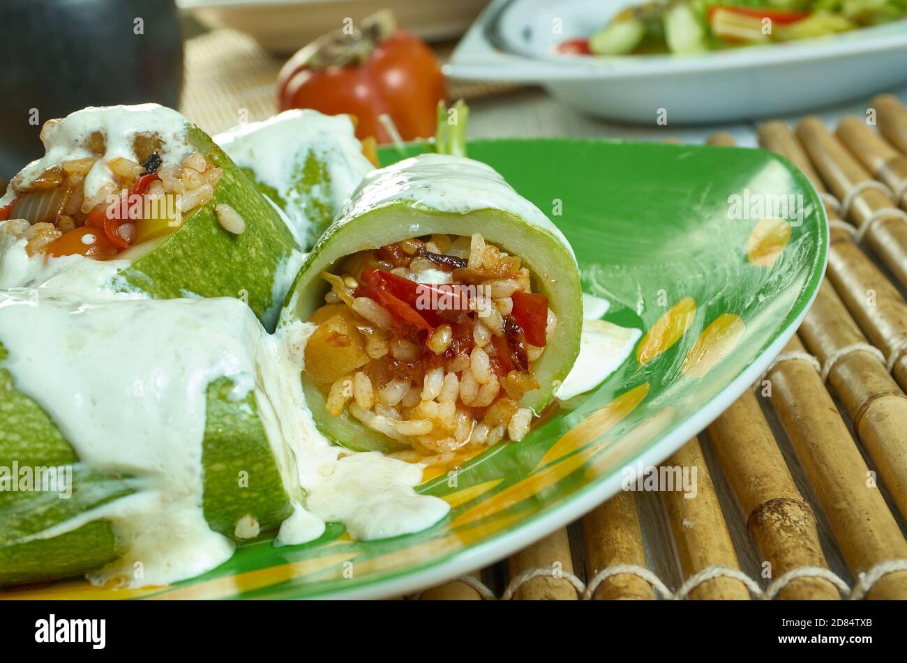 Kolokithakia Gemista with Avgolemono Sauce, Stuffed Courgettes Stock ...