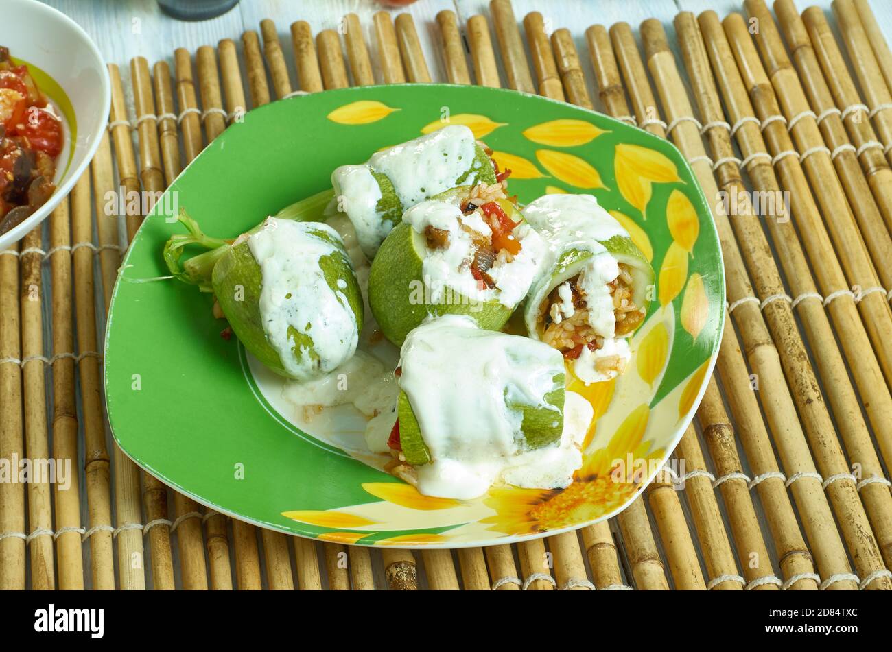 Kolokithakia Gemista with Avgolemono Sauce, Stuffed Courgettes Stock ...