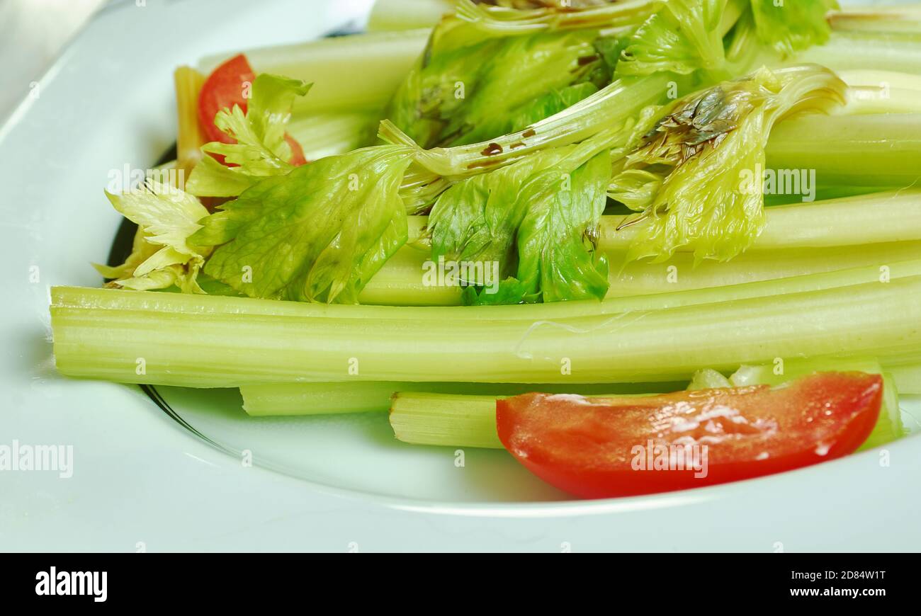 Celery Victor - historical American marinated celery salad dish Stock ... Celery Victor - historical American marinated celery salad dish Stock ...