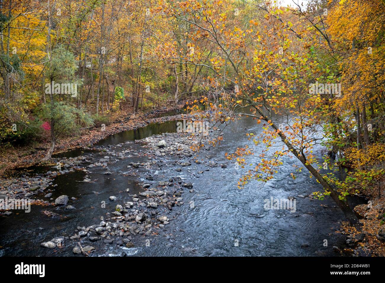 The stream from the waterfall at Croton Gorge Park in upstate New York ...