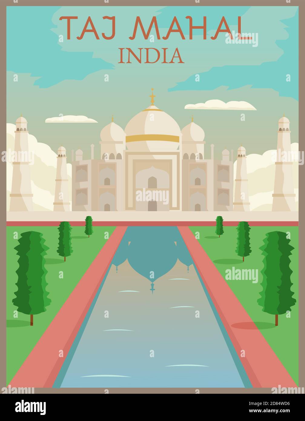 Illustration vector design of retro and vintage travel poster of Taj ...