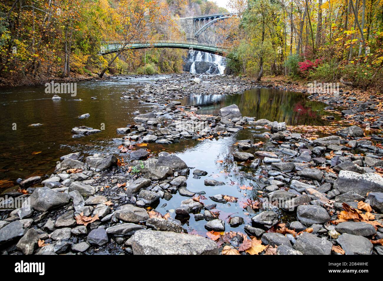 The stream from the waterfall at Croton Gorge Park in upstate New York ...