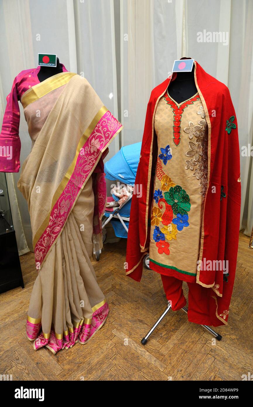 Bangladeshi traditional womens dresses put on dummies Stock Photo - Alamy