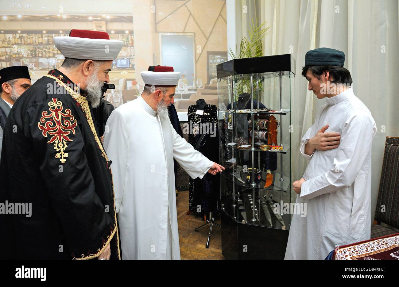 Sheikh Jameel Haleem (left) and mufti Sheikh Akhmed Tamim greeting ...
