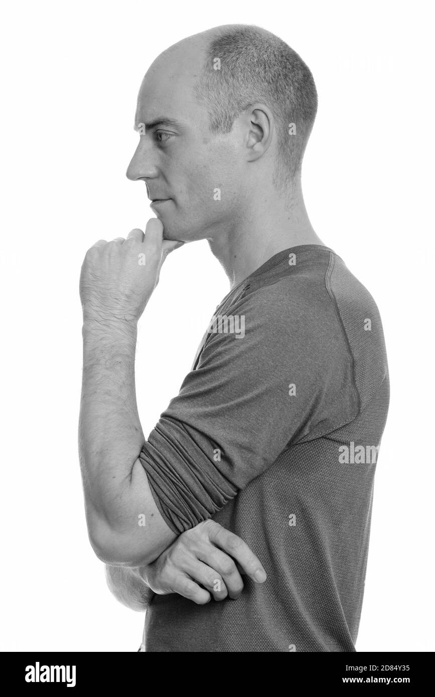 Bald Men Side View Standing