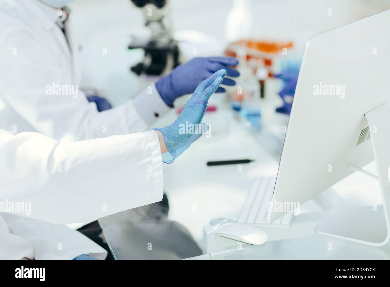 employees of the scientific laboratory testing blood in the laboratory ...