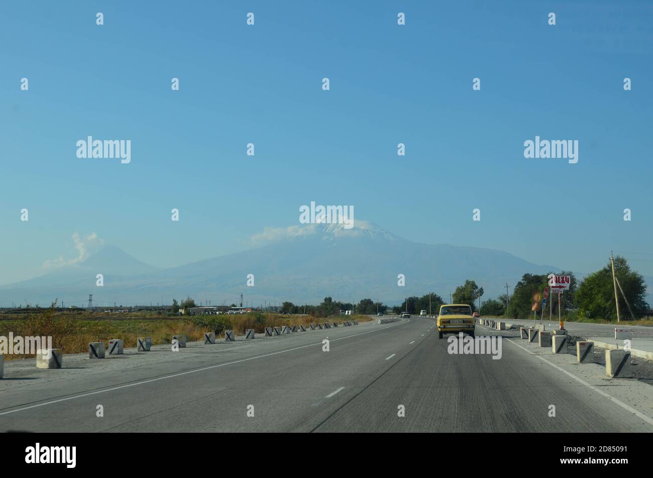 Mount Aratat appears in the distance when driving south of Yerevan ...