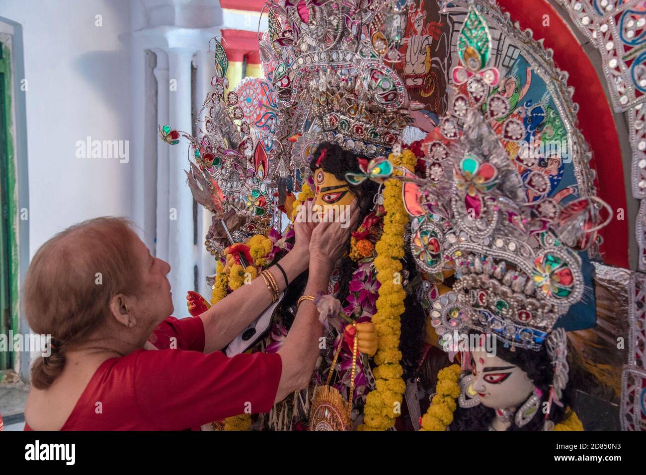 Kolkata, India. 26th Oct, 2020. Different moments of Debi Baron rituals ...