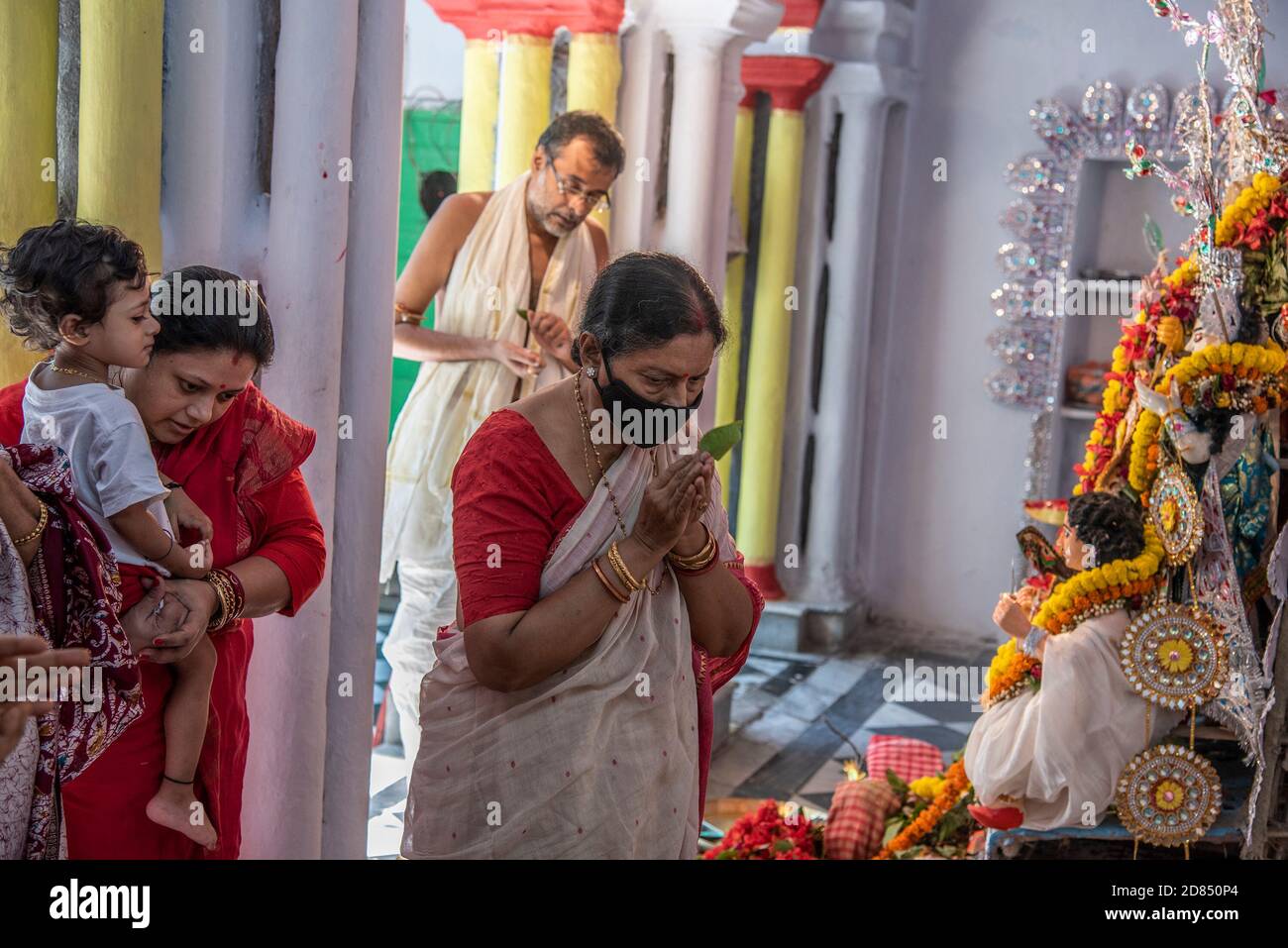 Kolkata, India. 26th Oct, 2020. Different moments of Debi Baron rituals ...