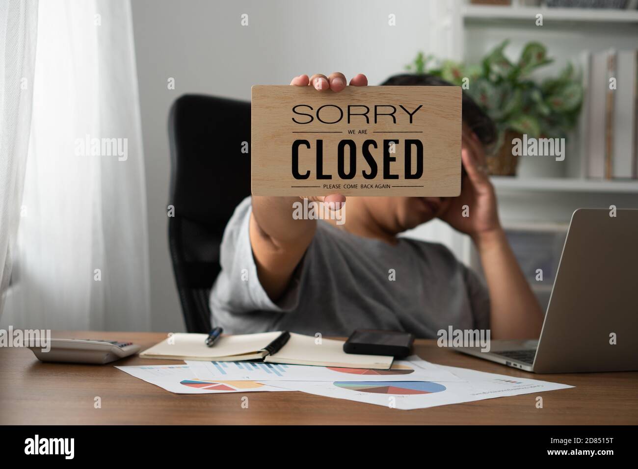 The owner of the business is stressed and disappointed. And holding a ...