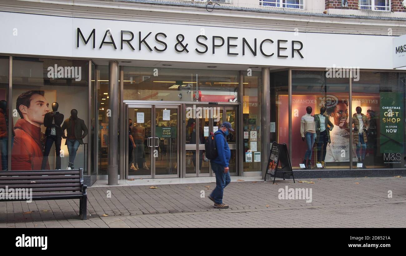 Front Entrance to a Marks and Spencer Store in Staines Surrey Uk Stock ...