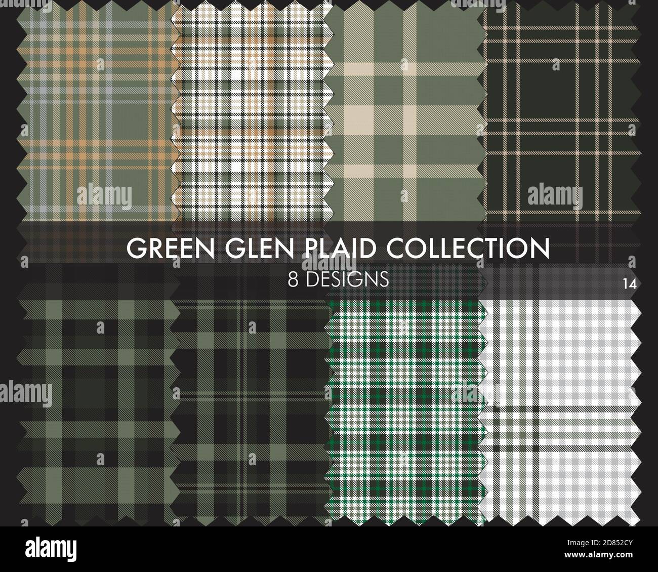 Green Glen Plaid Tartan seamless pattern collection includes 8 designs ...