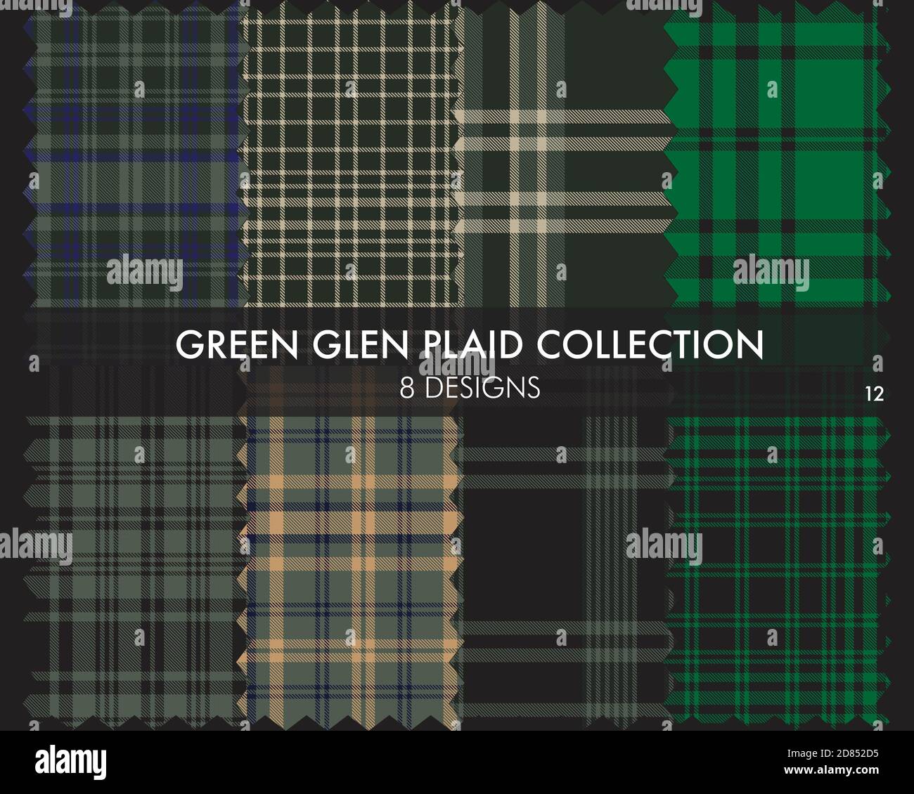 Green Glen Plaid Tartan seamless pattern collection includes 8 designs ...