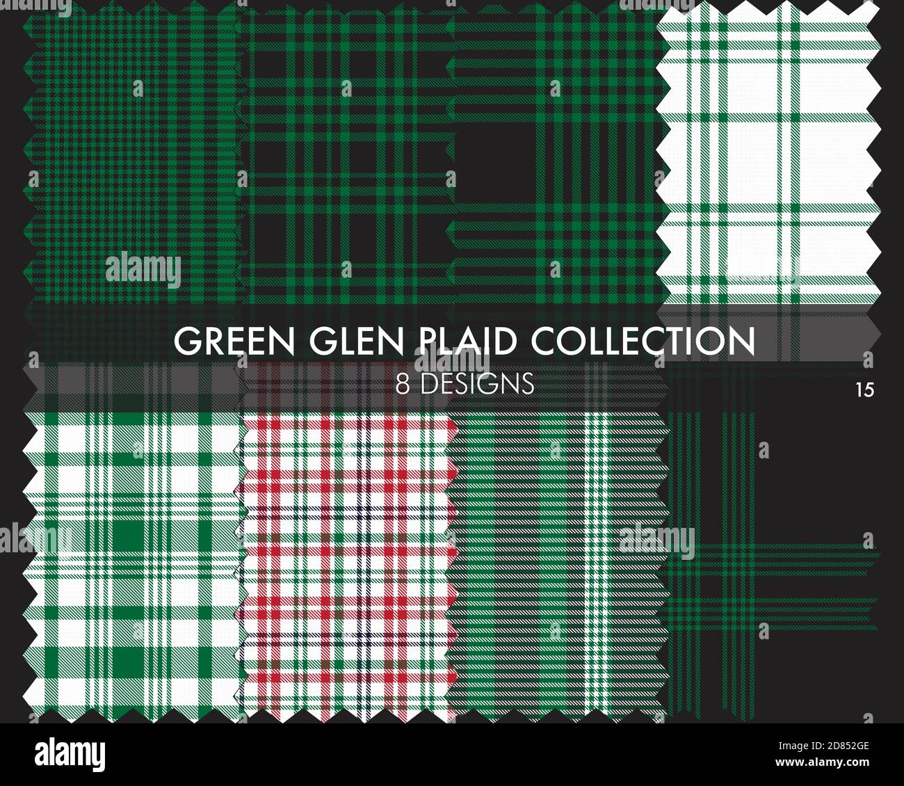 Green Glen Plaid Tartan seamless pattern collection includes 8 designs ...
