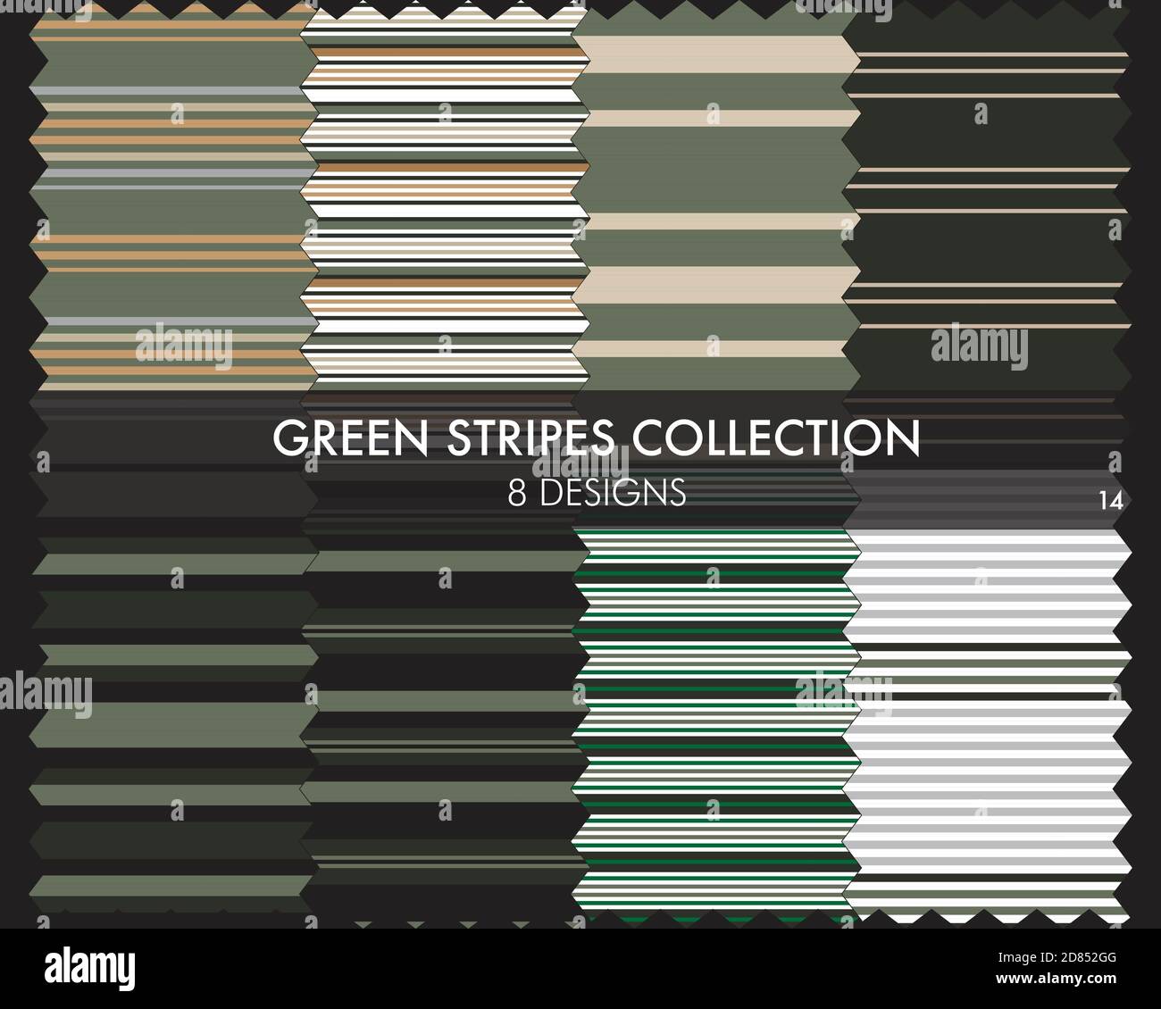 Green striped seamless pattern collection includes 8 designs for ...