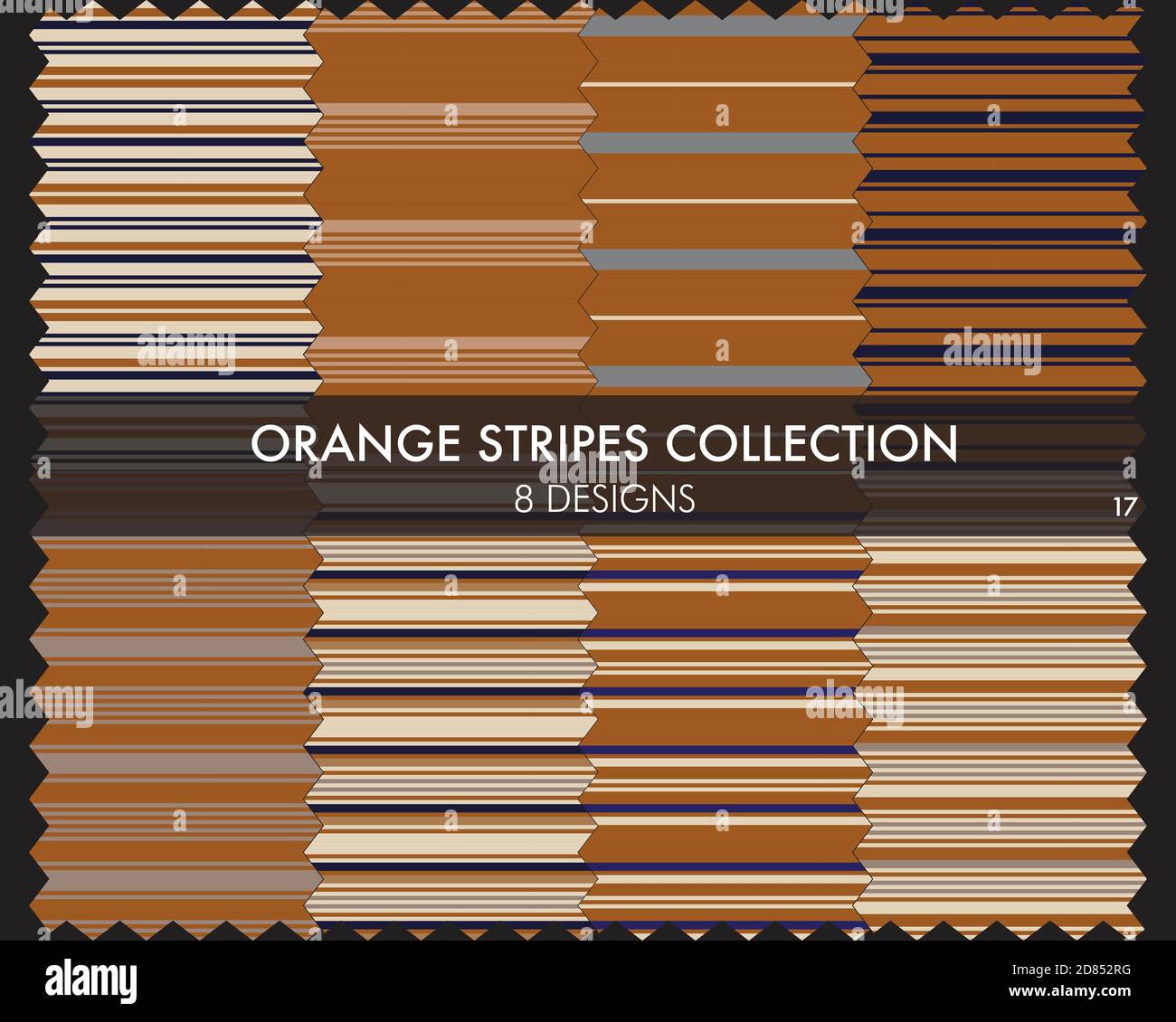 Orange striped seamless pattern collection includes 8 designs for ...