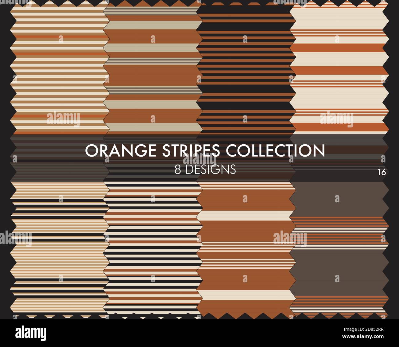 Orange striped seamless pattern collection includes 8 designs for ...