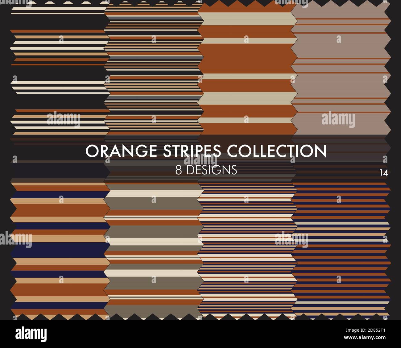 Orange striped seamless pattern collection includes 8 designs for ...