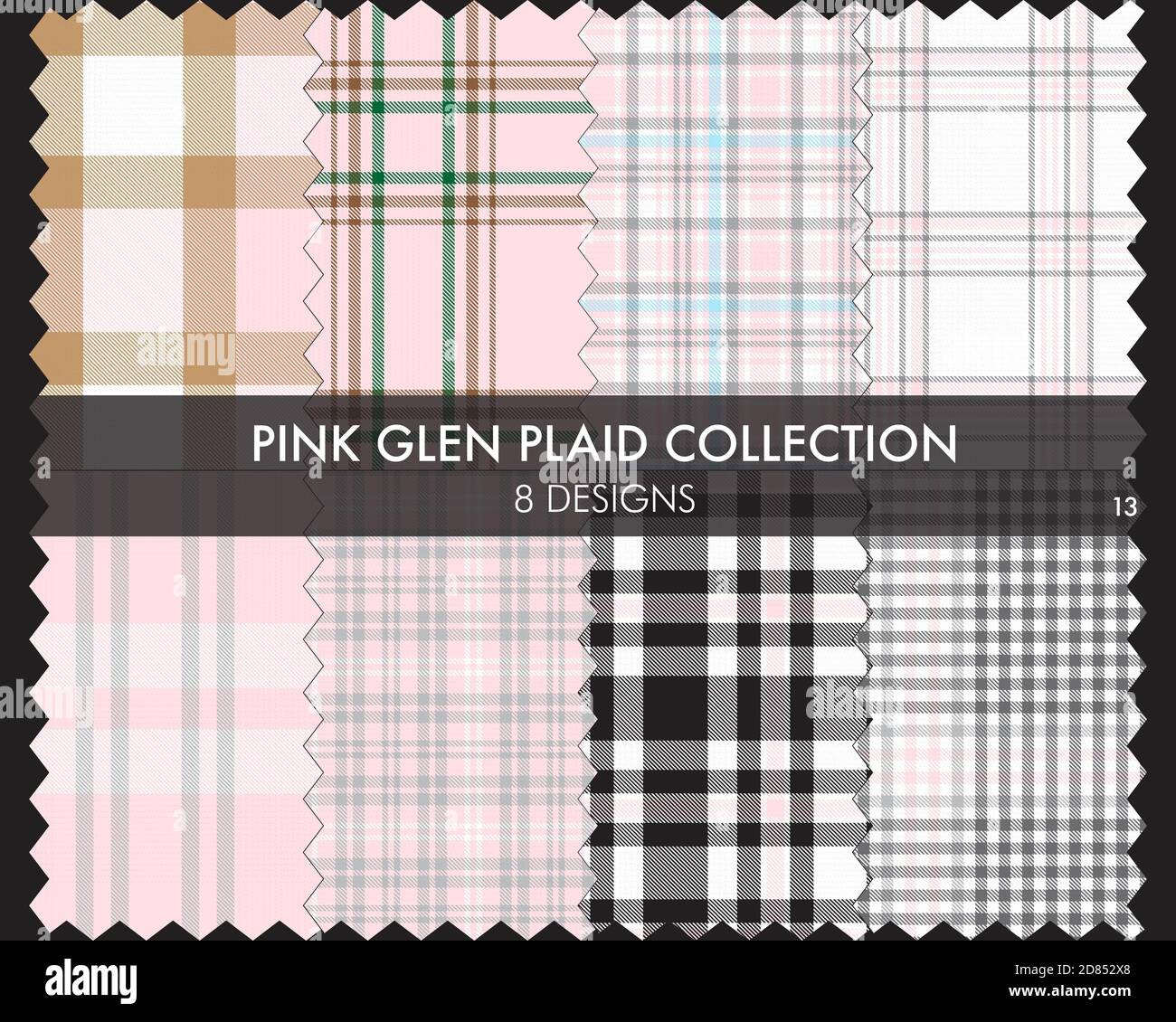 Pink Glen Plaid Tartan seamless pattern collection includes 8 designs ...