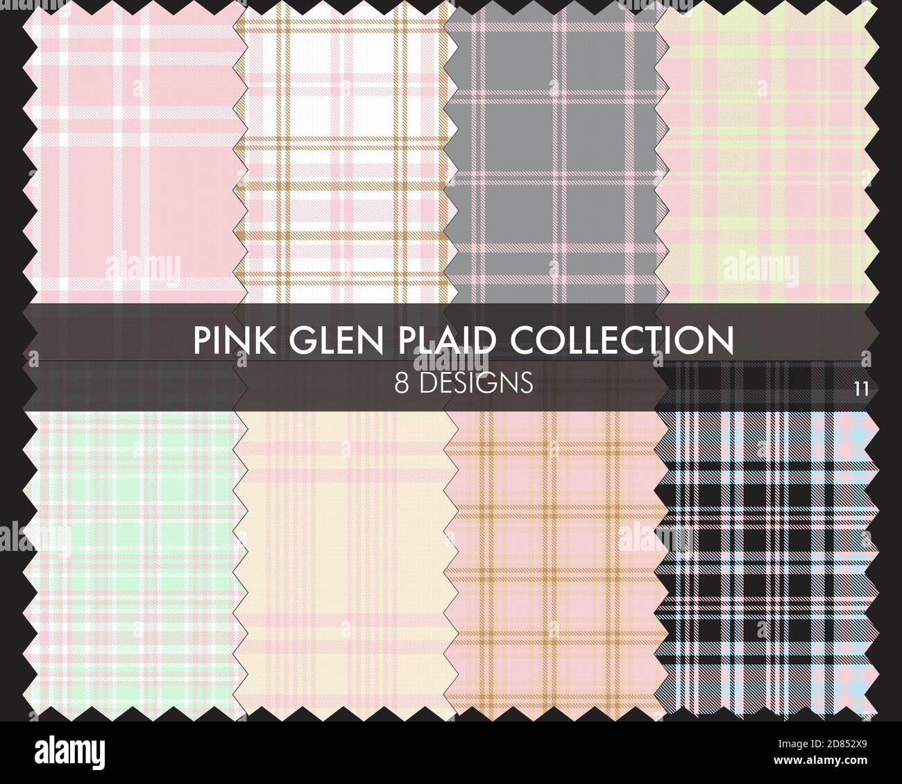 Pink Glen Plaid Tartan seamless pattern collection includes 8 designs ...
