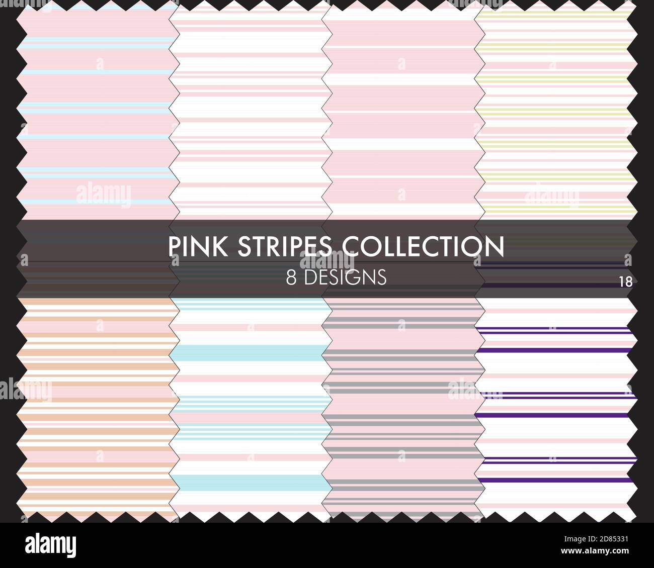 Pink striped seamless pattern collection includes 8 designs for fashion ...