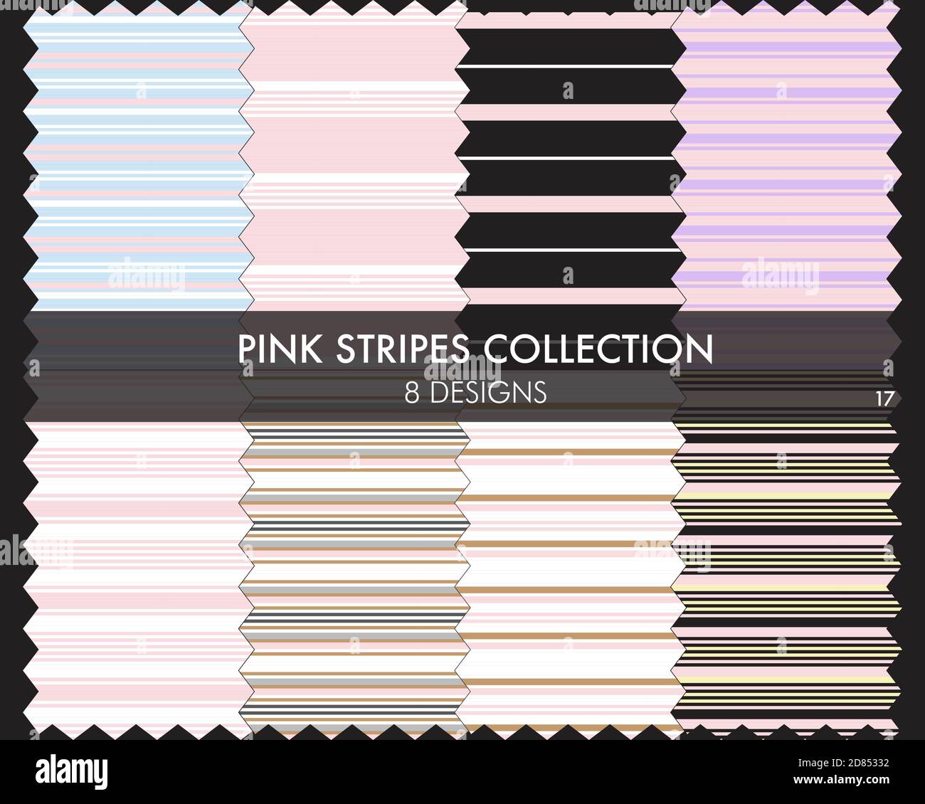 Pink striped seamless pattern collection includes 8 designs for fashion ...