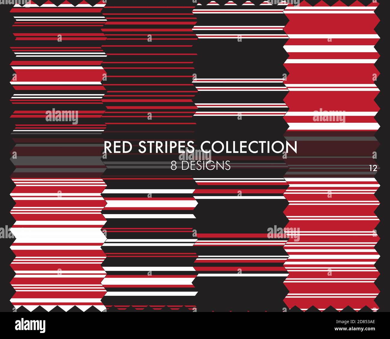 Red striped seamless pattern collection includes 8 designs for fashion ...