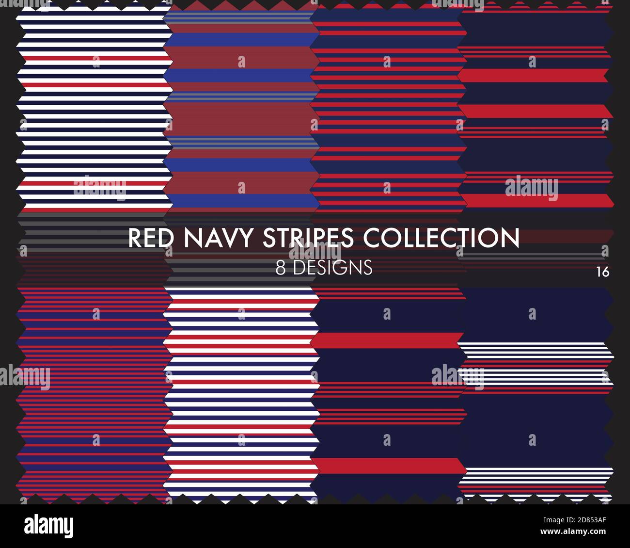 Red Navy striped seamless pattern collection includes 8 designs for ...