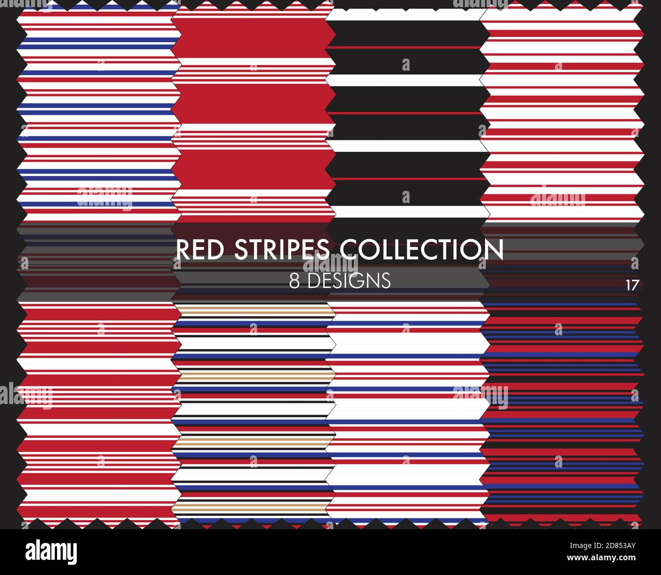 Red striped seamless pattern collection includes 8 designs for fashion ...