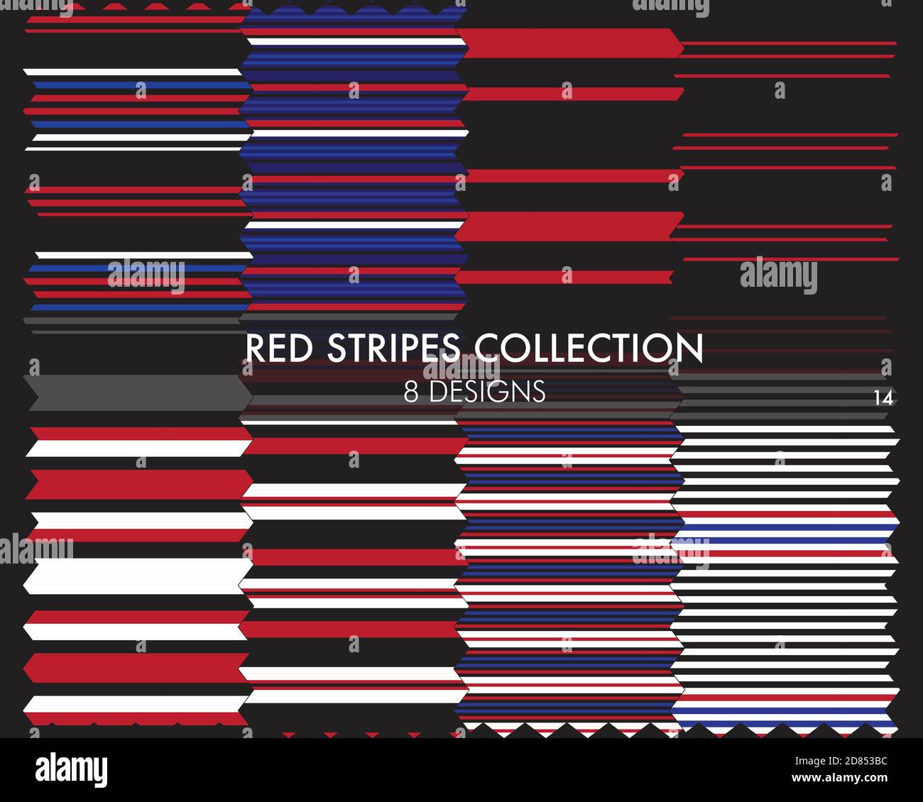 Red striped seamless pattern collection includes 8 designs for fashion ...
