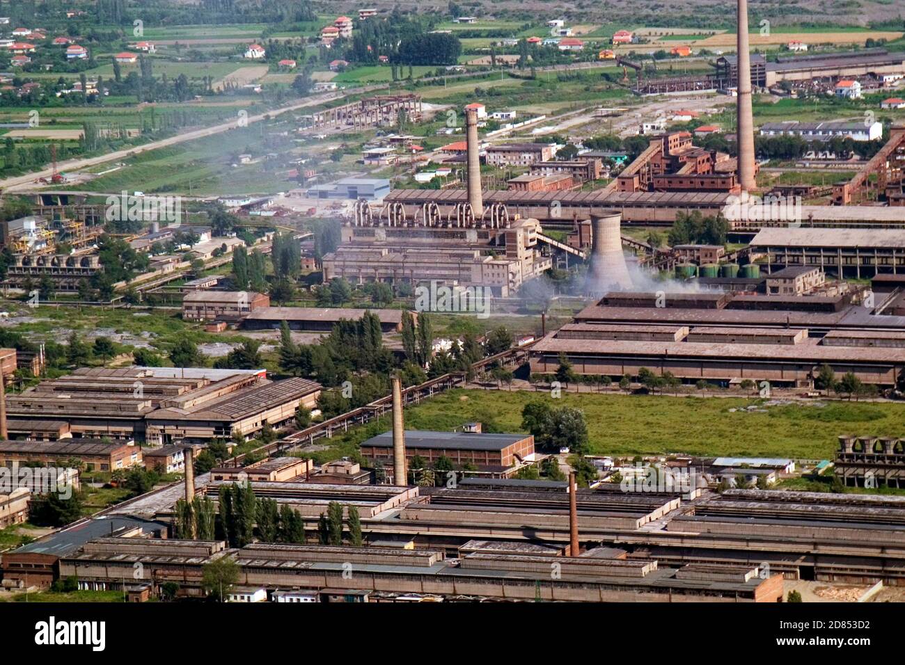 Pollution and emissions from Elbesan steel works, Albania` Stock Photo ...