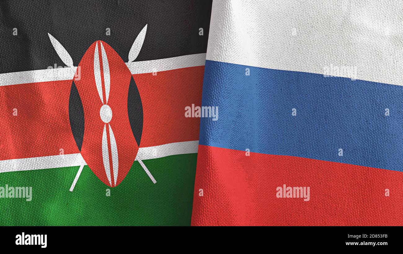 Russia and Kenya two flags textile cloth 3D rendering Stock Photo - Alamy