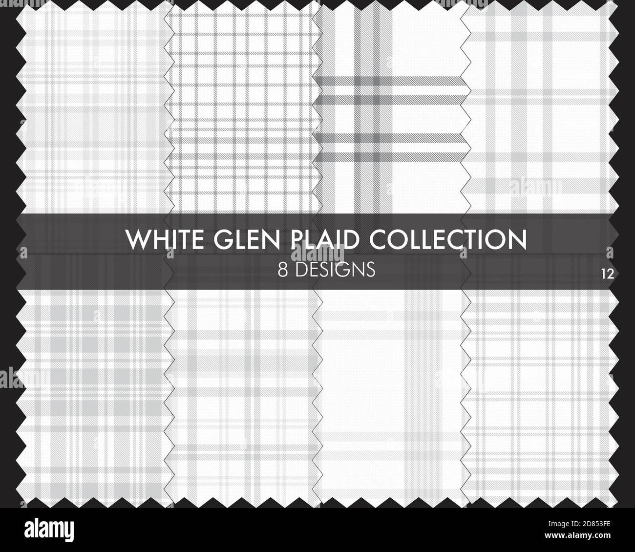 White Glen Plaid Tartan seamless pattern collection includes 8 designs ...
