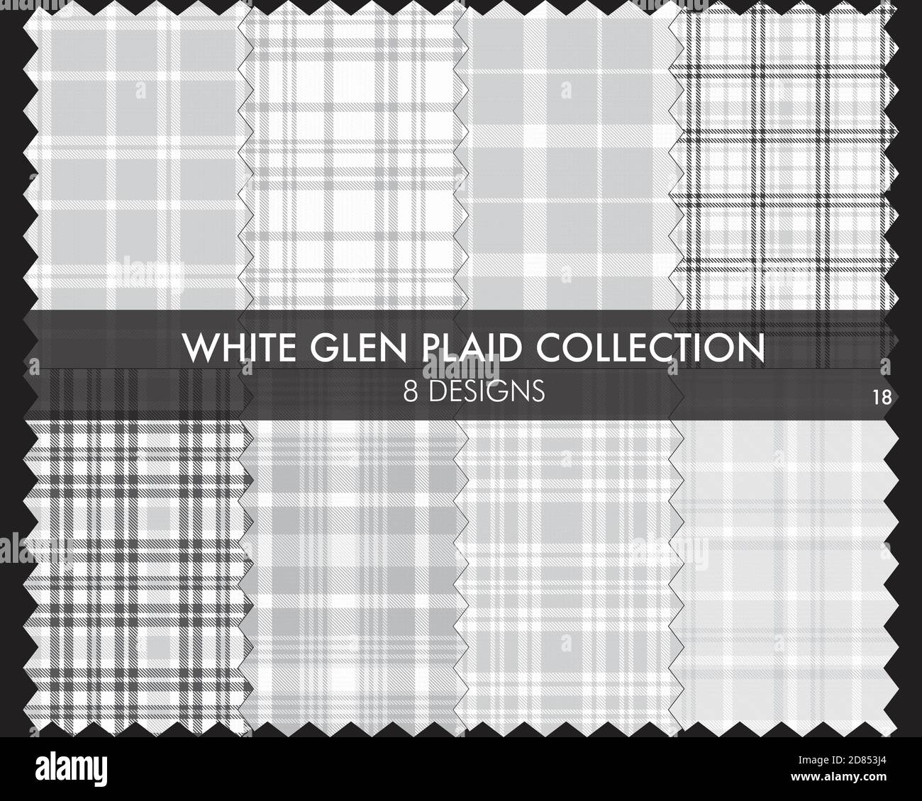 White Glen Plaid Tartan seamless pattern collection includes 8 designs ...