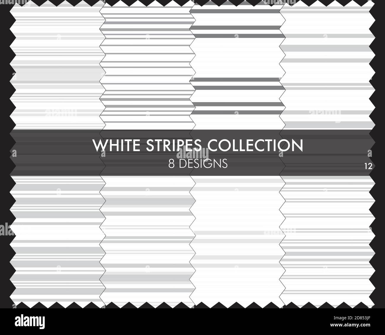 White striped seamless pattern collection includes 8 designs for ...
