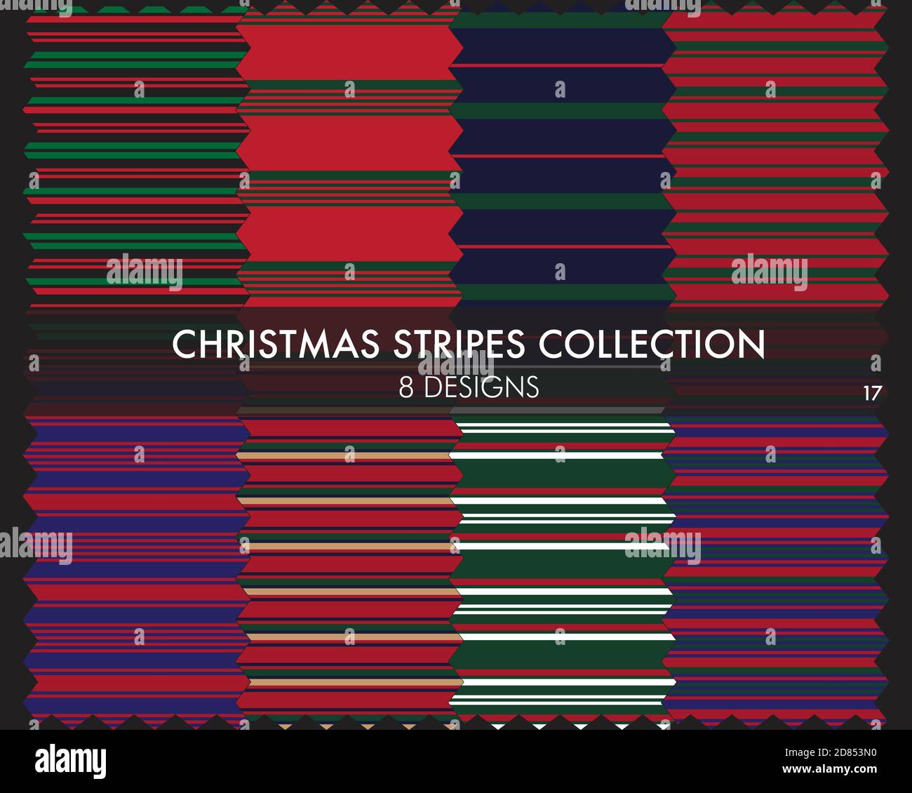 Christmas striped seamless pattern collection includes 8 designs for ...