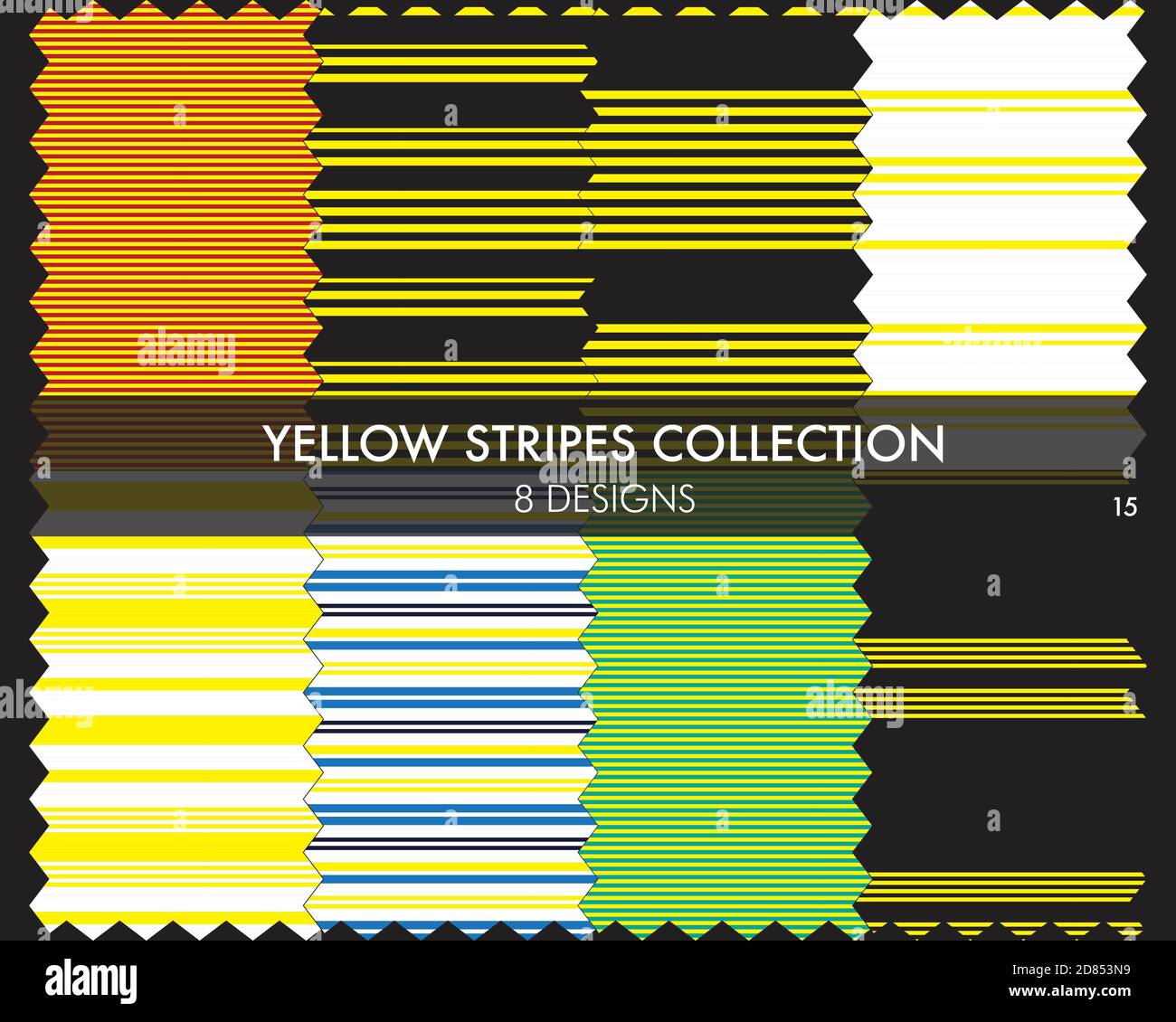 Yellow striped seamless pattern collection includes 8 designs for ...
