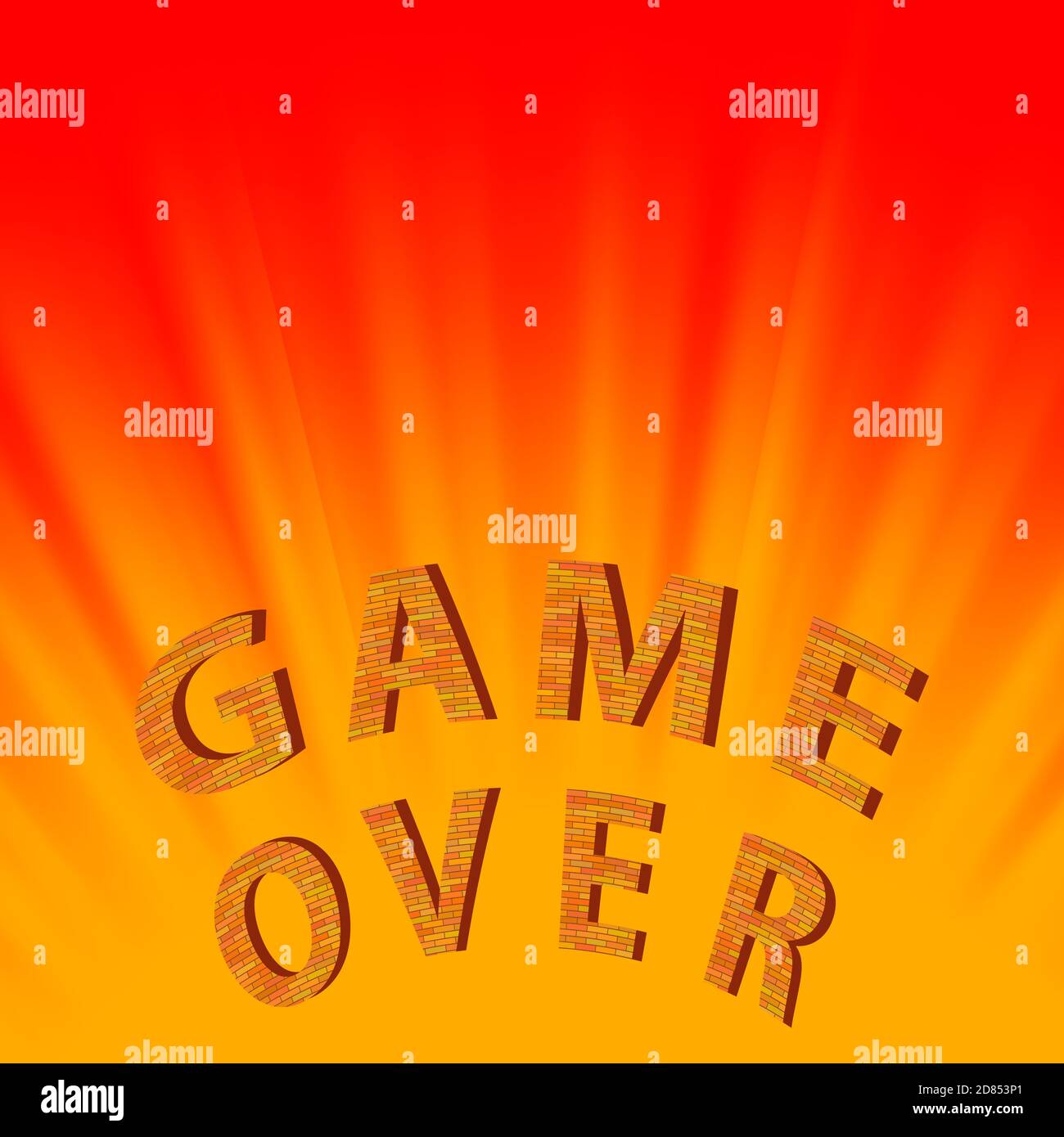 Retro Pixel Game Over Sign on Red Yellow Background. Gaming Concept ...