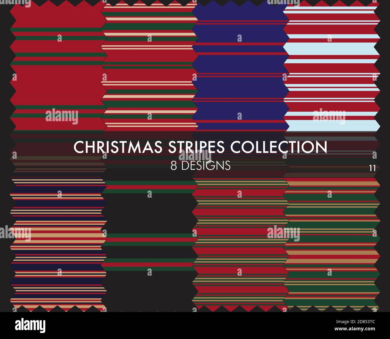 Christmas striped seamless pattern collection includes 8 designs for ...