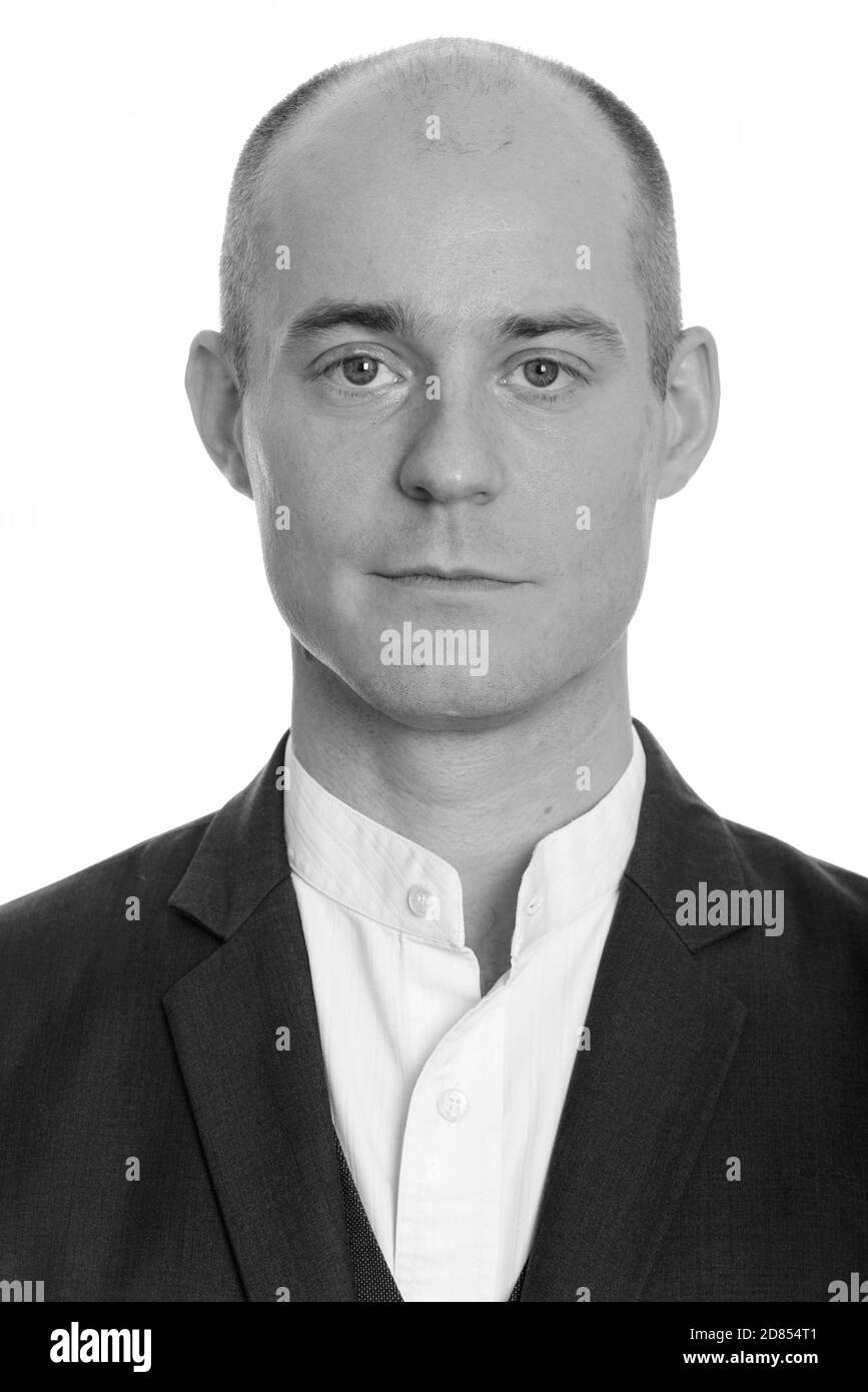 Portrait of handsome bald businessman in suit Stock Photo - Alamy