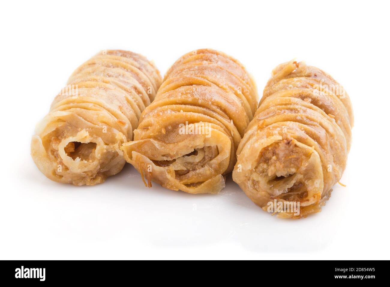 traditional arabic sweets baklava isolated on white background. side ...