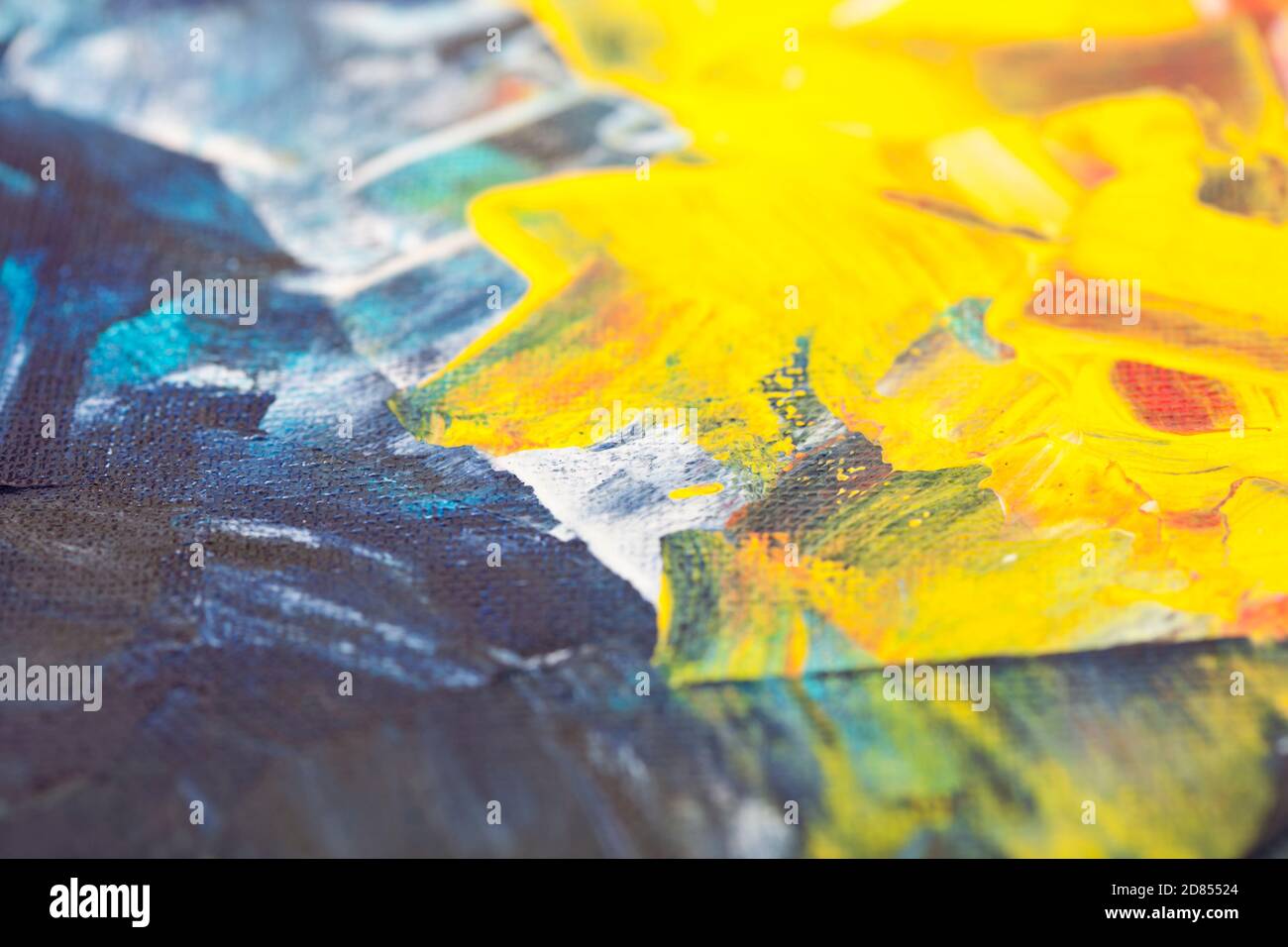 Blue and yellow colored wall texture background. Decorative wall paint ...