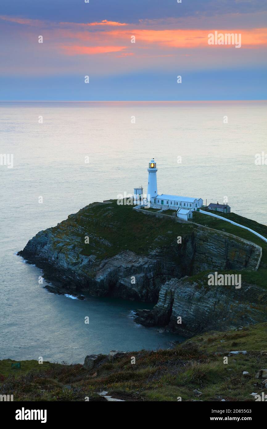 South Stack Lighthouse at Sunset, Holy Island, Anglesey, North Wales ...